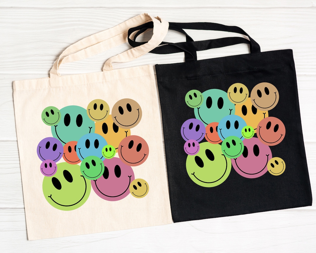 Smiley Faces Tote Bag, Vintage Smiley Face Bag, Trendy Bag for Women ...
