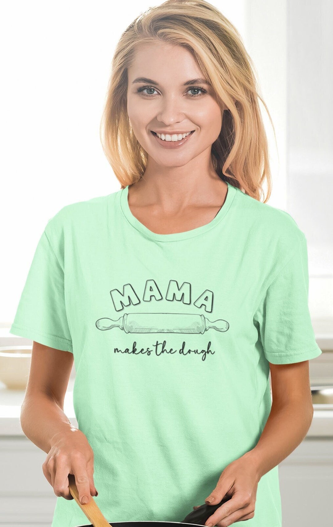 Mama Makes the Dough Shirt Fun Rolling Pin Tee for Women Bakers ...