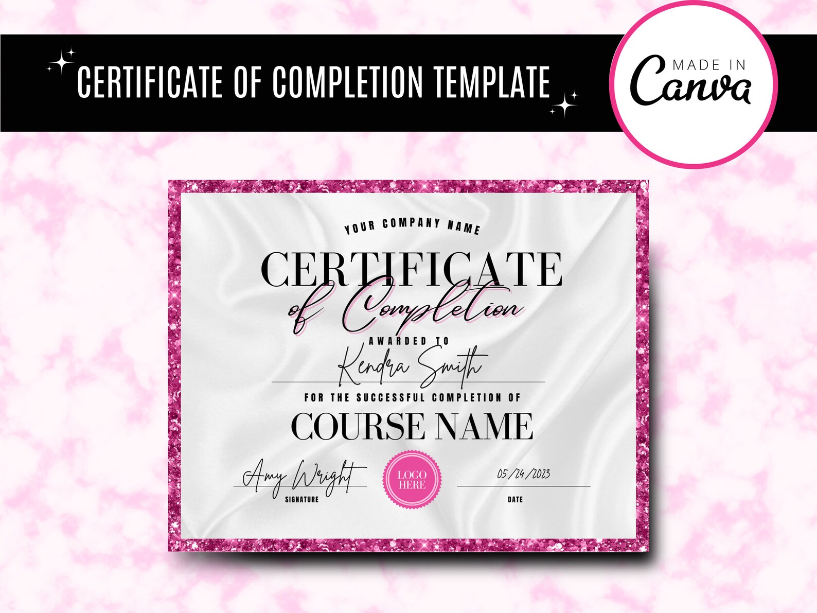 DIY Certificate of Completion, Editable Canva Certificate Template ...