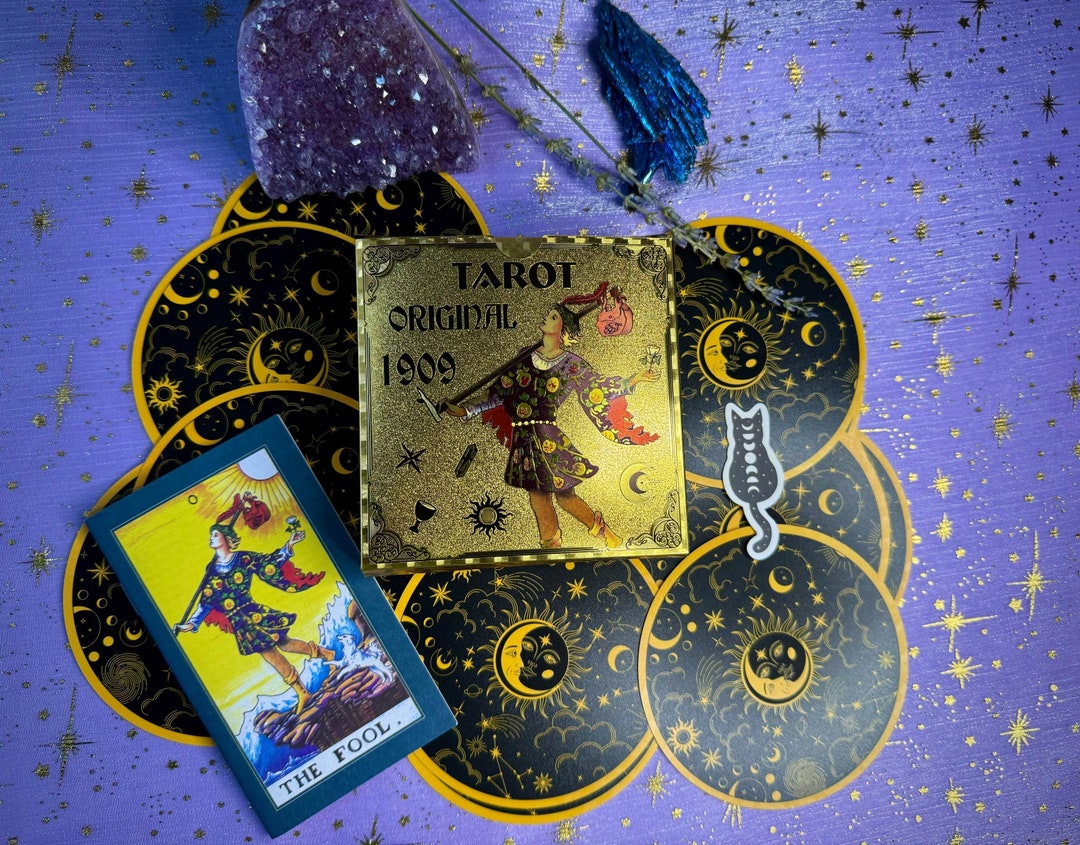 Round Rider Waite Tarot Cards Gold Foil Waterproof Circle Tarot Deck ...
