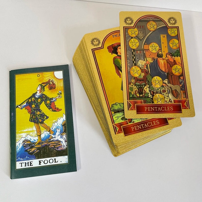 Golden Tarot Deck Inc Guidebook Fortune Telling - Etsy