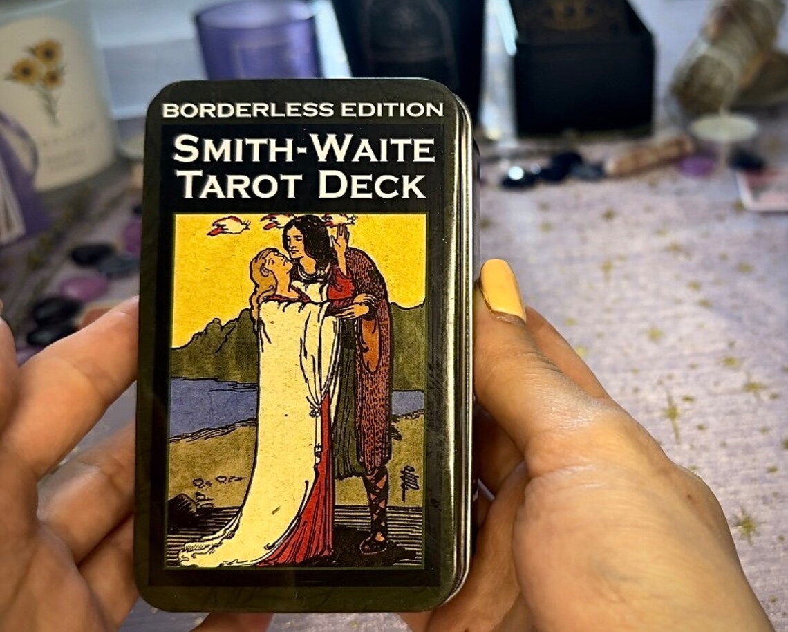 Waite Smith Tarot Deck Borderless Edition in Tin Box Inc Instruction 84 ...