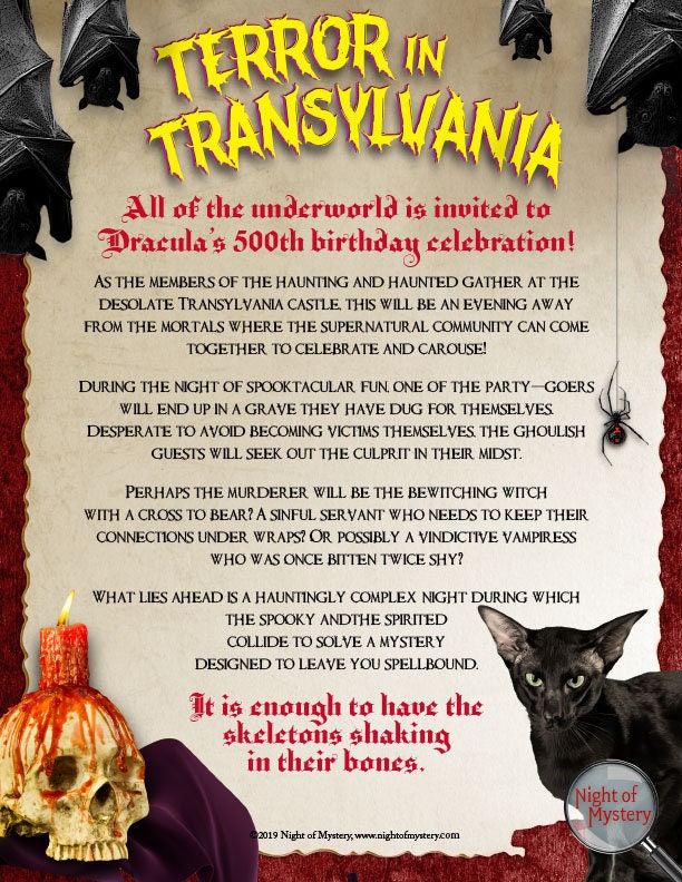 Terror in Transylvania|vampire Murder Mystery Halloween Party Game for ...