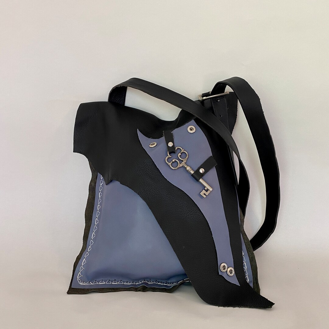 Goth Crossbody Bag for Everyday Use Large Handbag Black and Blue ...