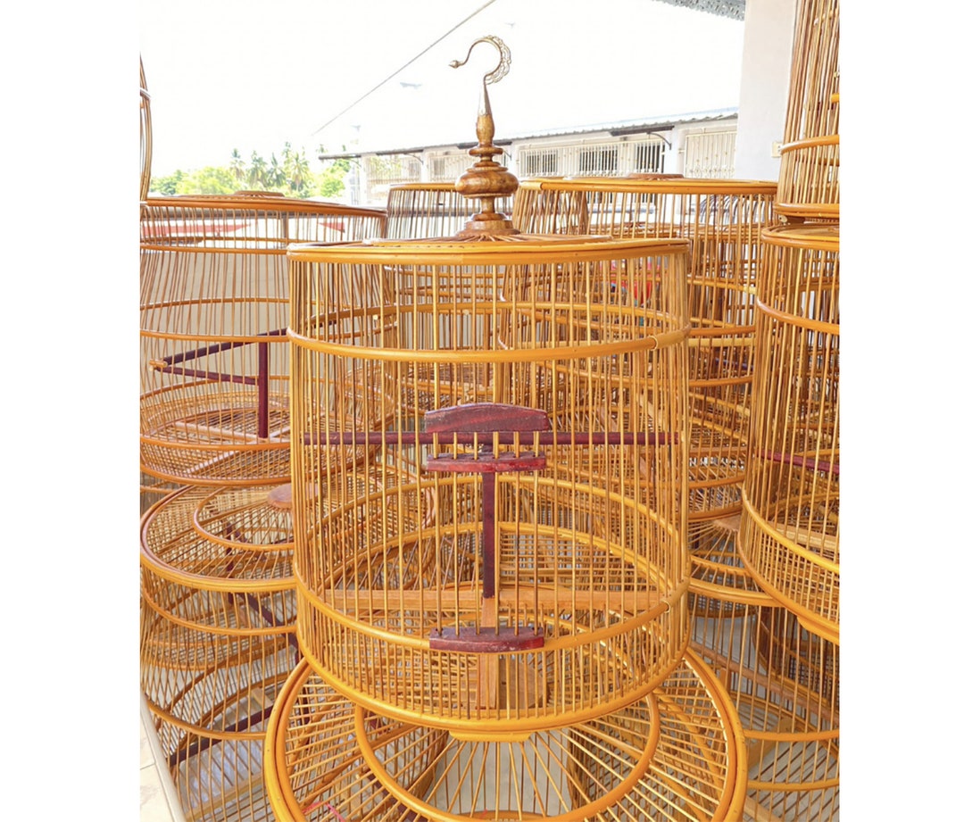 Handmade Bamboo Wooden Yard Flying Cage, 18 Inch Can Cage with Head ...