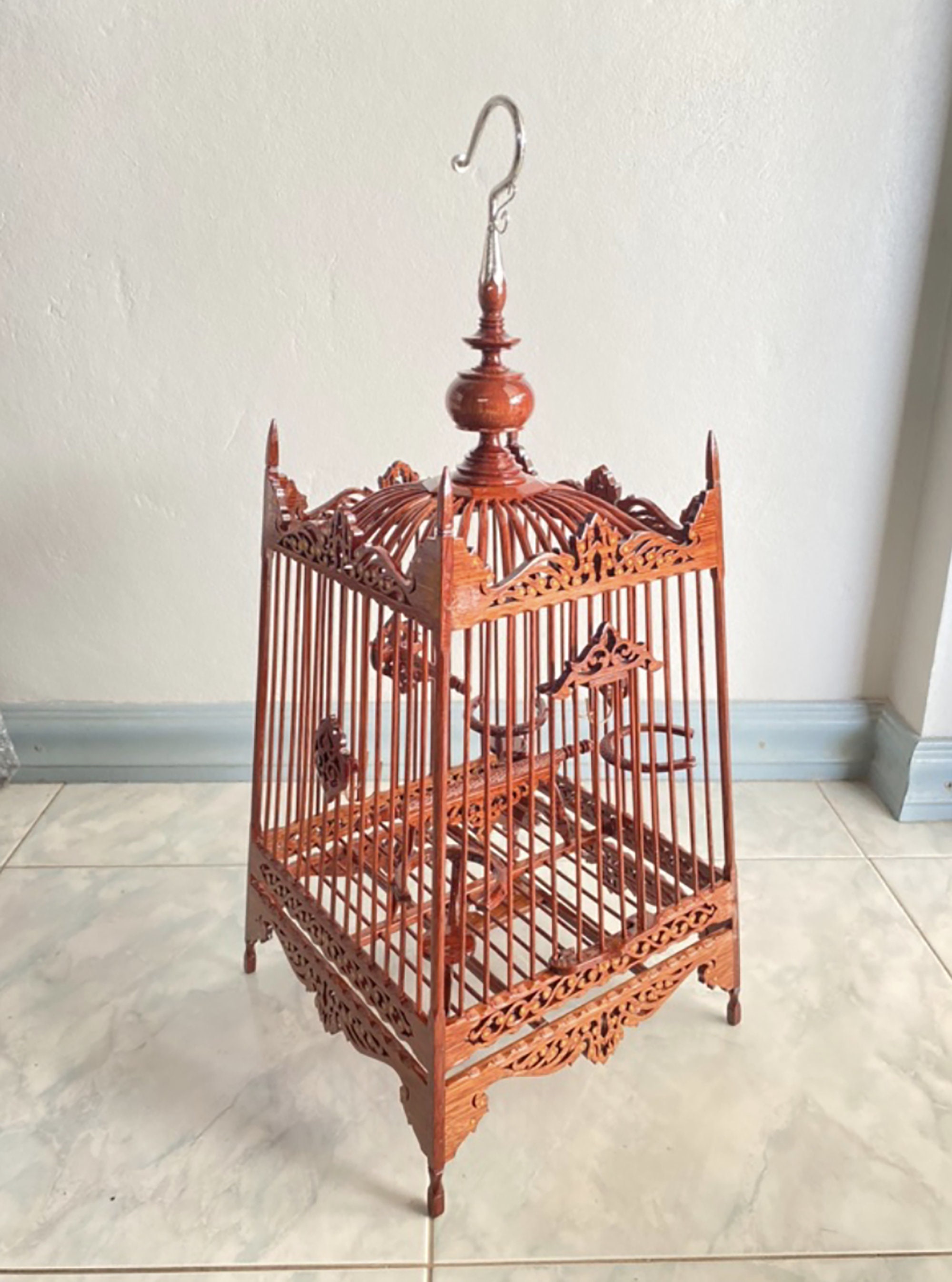 Handmade Wooden Bamboo Eagle Wing Cage, 13 Teeth, Nagabutra Bird Cage ...