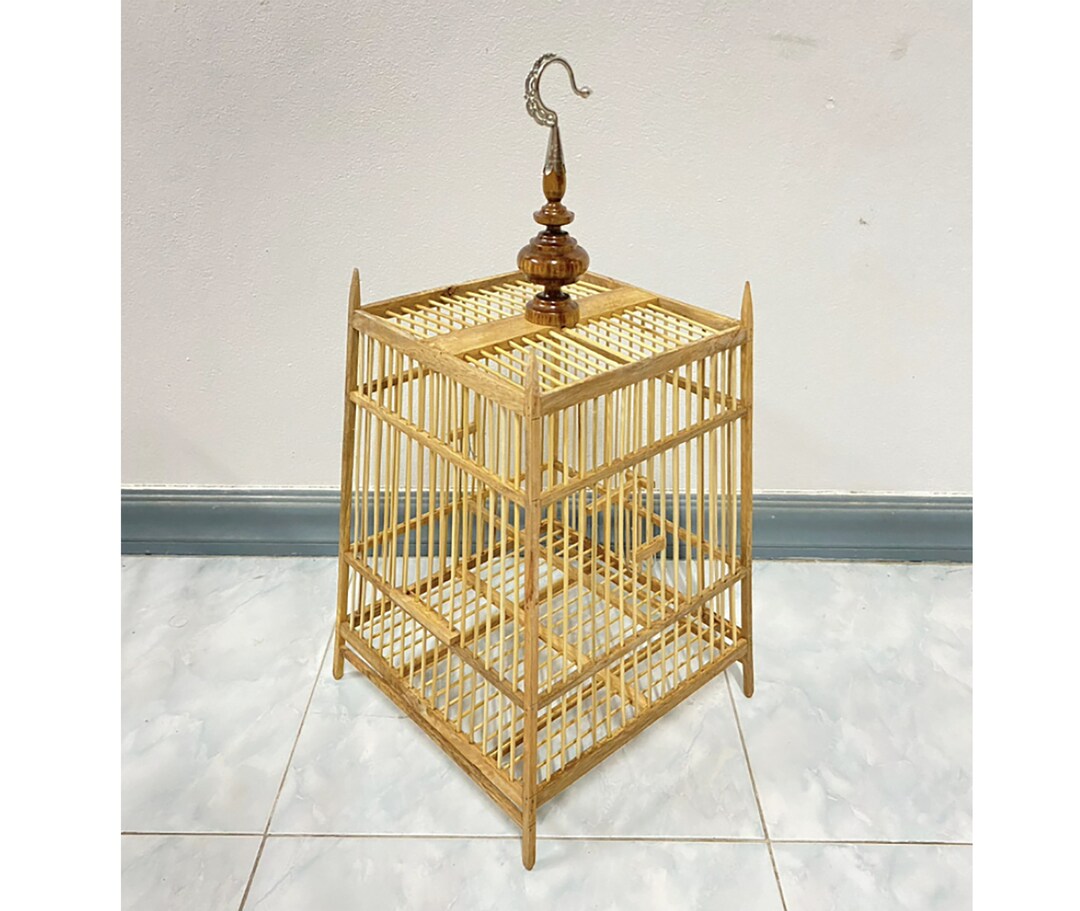 Handmade Bamboo Wooden Bird Cage, Spigot Head, 15 Teeth - Etsy