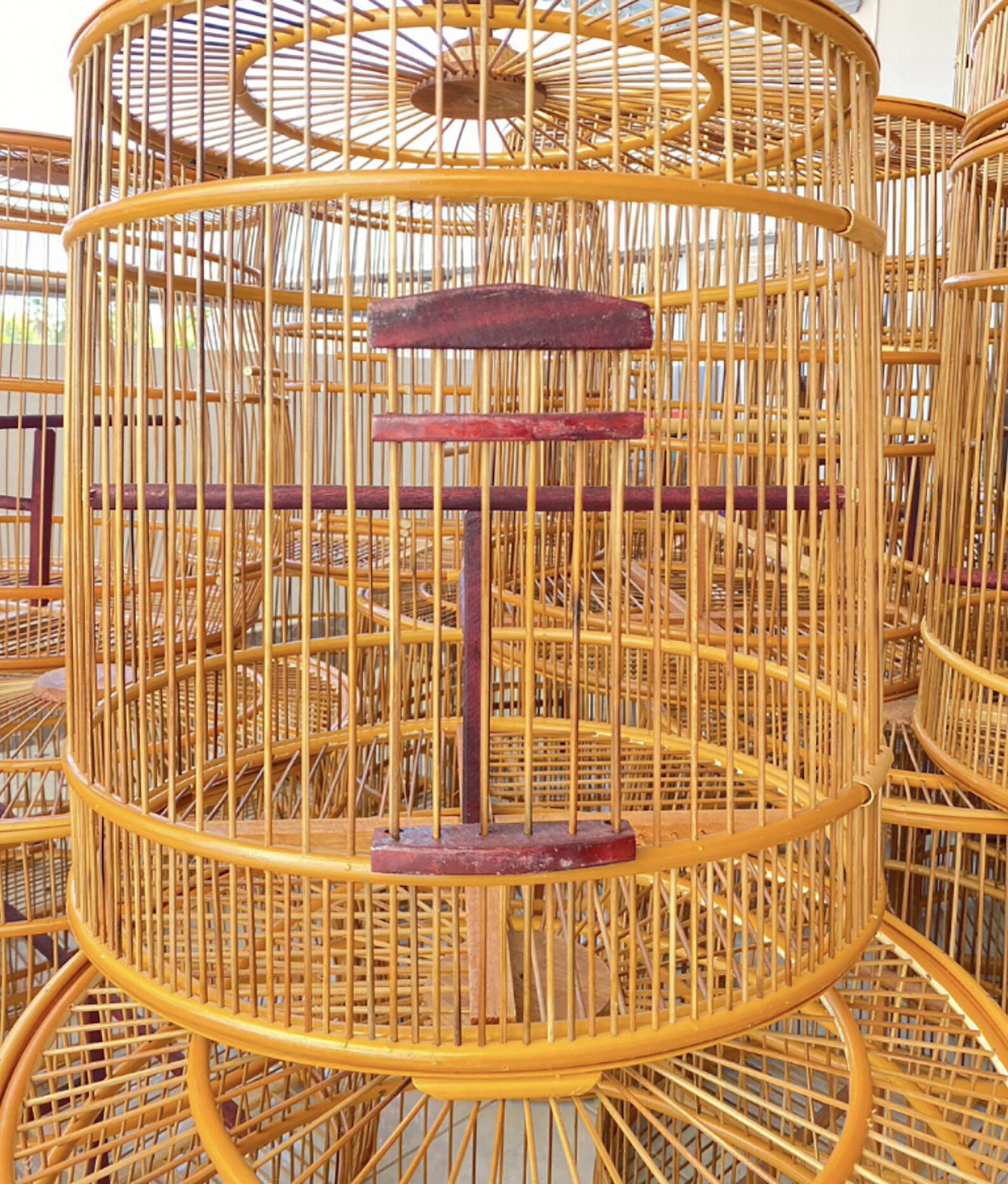 Handmade Bamboo Wooden Yard Flying Cage, 18 Inch Can Cage with Head ...