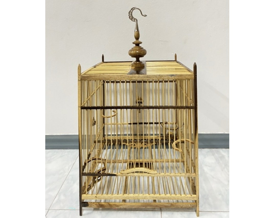 Handmade Wooden Bamboo Bird Cage 21 Teeth, Bird Cage With Cage Head - Etsy
