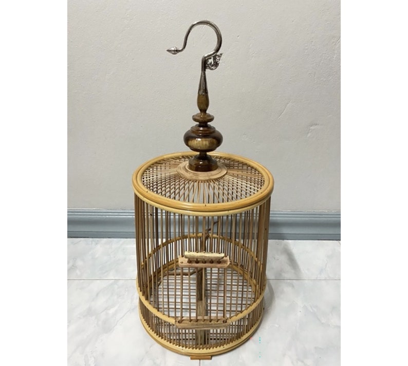 Handmade Wooden Bamboo Tree Root Canister Cage, Yard Bill Cage With ...