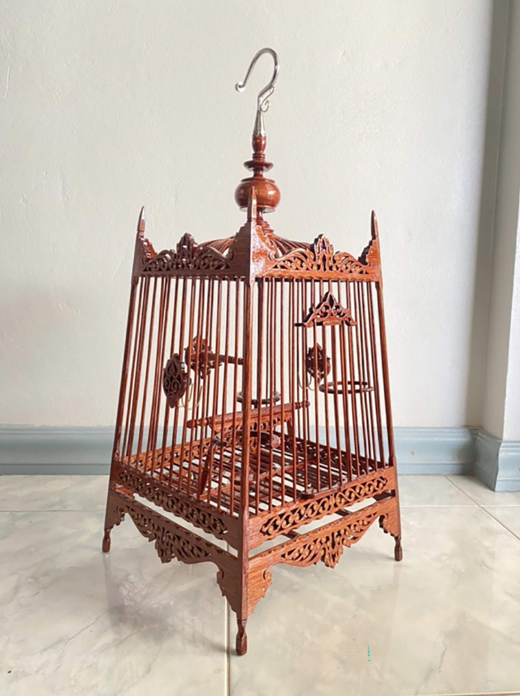 Handmade Wooden Bamboo Eagle Wing Cage, 13 Teeth, Nagabutra Bird Cage ...