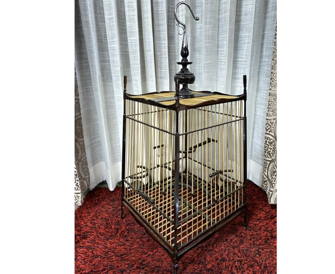 Handmade Wooden Bamboo Bird Cage, Spigot Cage, 15-tooth Whale-shaped ...