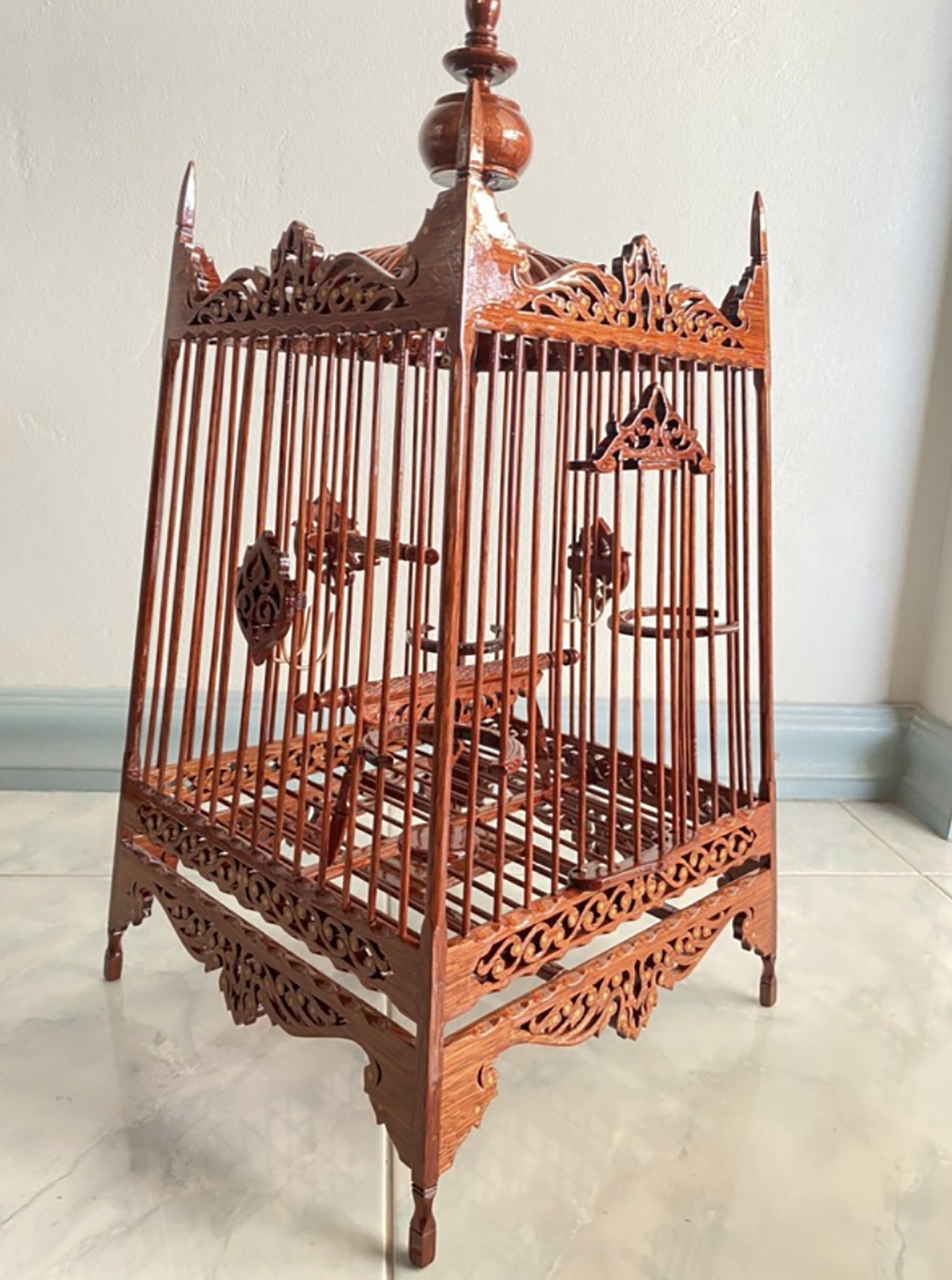 Handmade Wooden Bamboo Eagle Wing Cage, 13 Teeth, Nagabutra Bird Cage ...