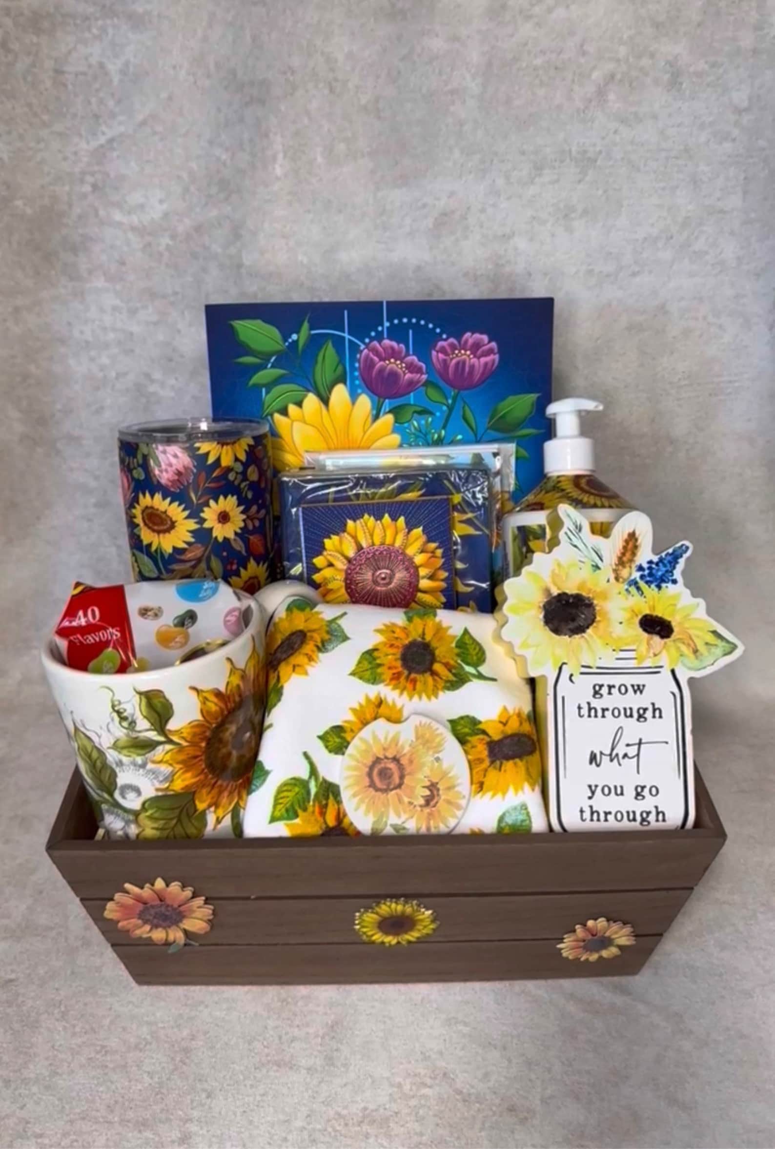 Sunshine Gift Basket, Sunflower Lovers Gift Basket, Sunflower Decor ...