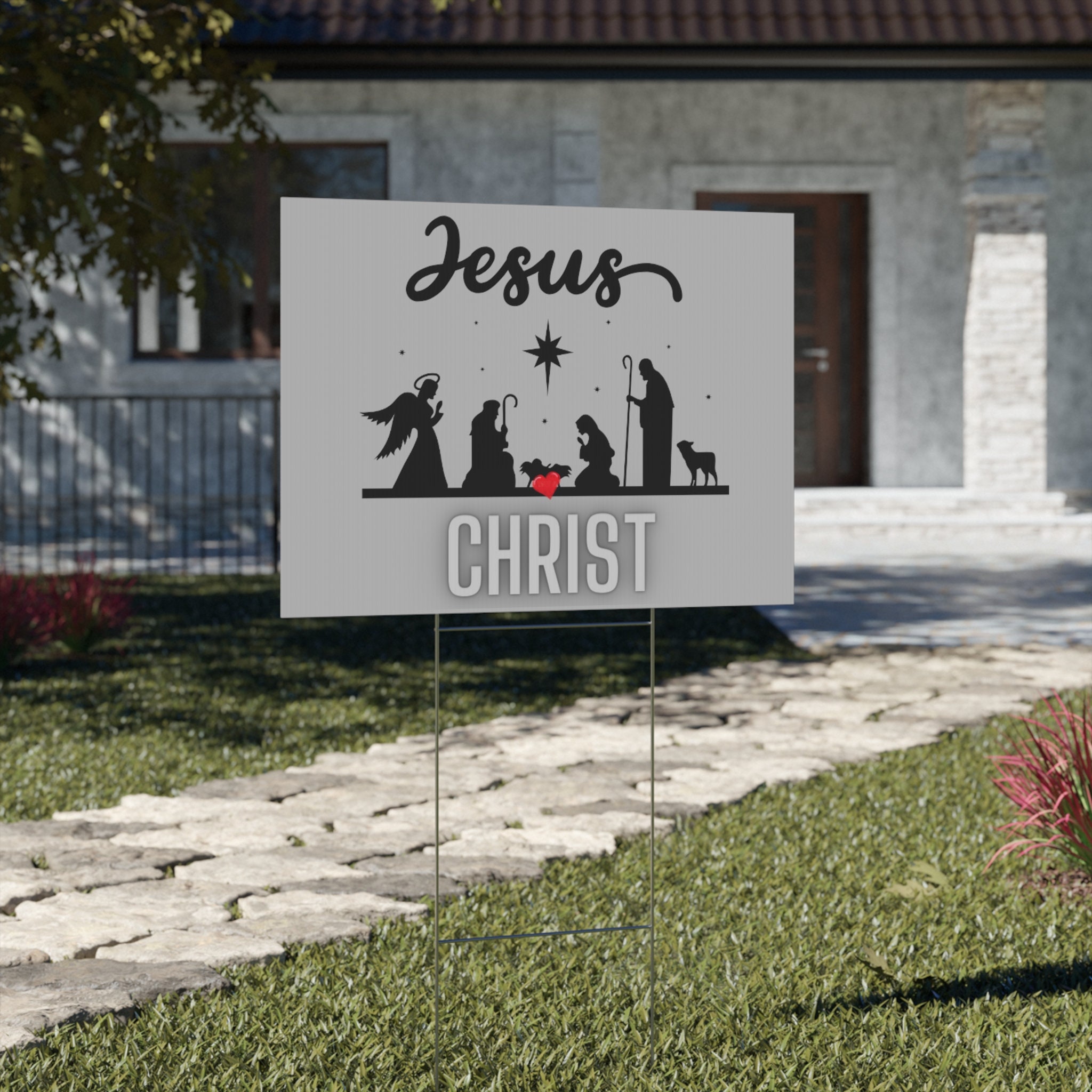 Jesus Christ Gray Color Yard Sign - Etsy