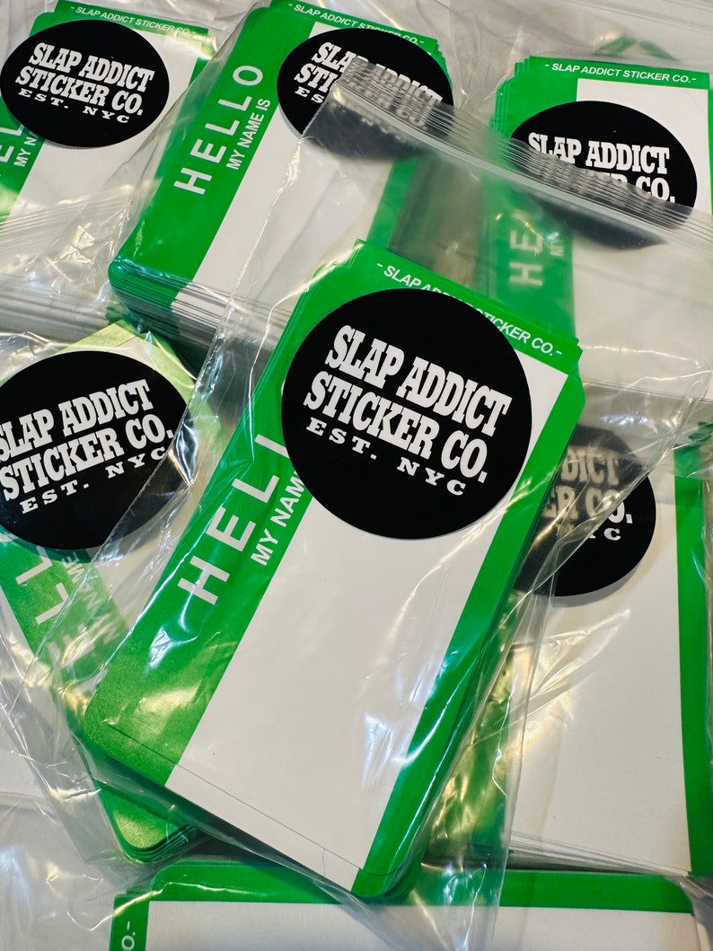 Hello My Name is Green Indestructible Eggshell Graffiti Sticker Pack of ...