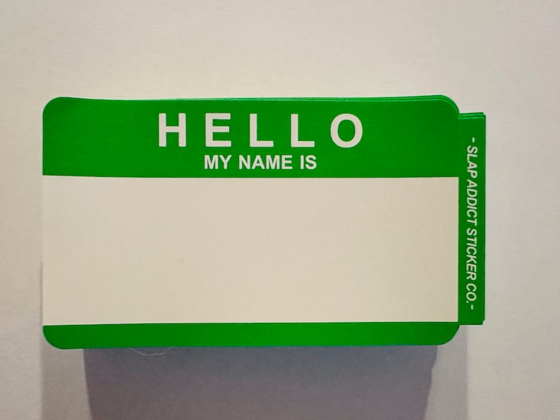 Hello My Name is Green Indestructible Eggshell Graffiti Sticker Pack of ...