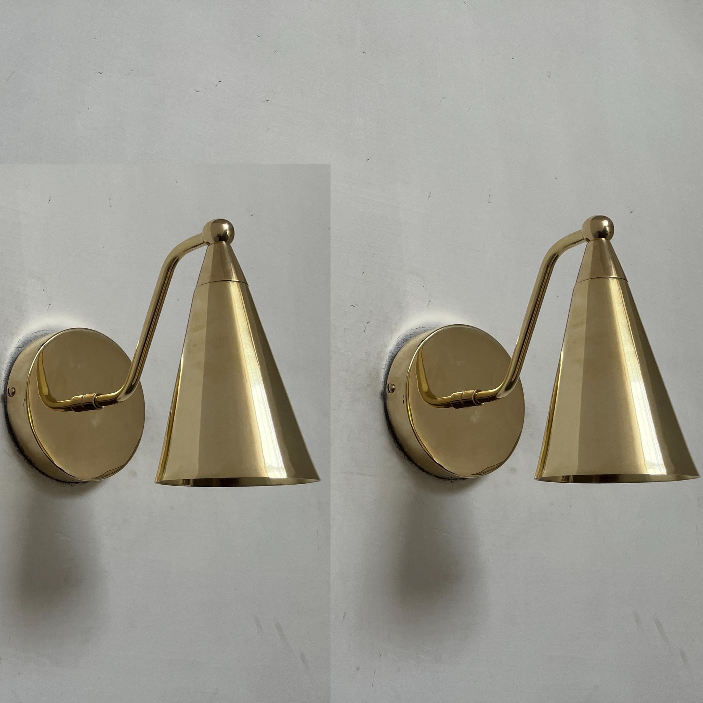 Mid Century Modern Wall Sconce: Brass Cone Light Fixture - Etsy