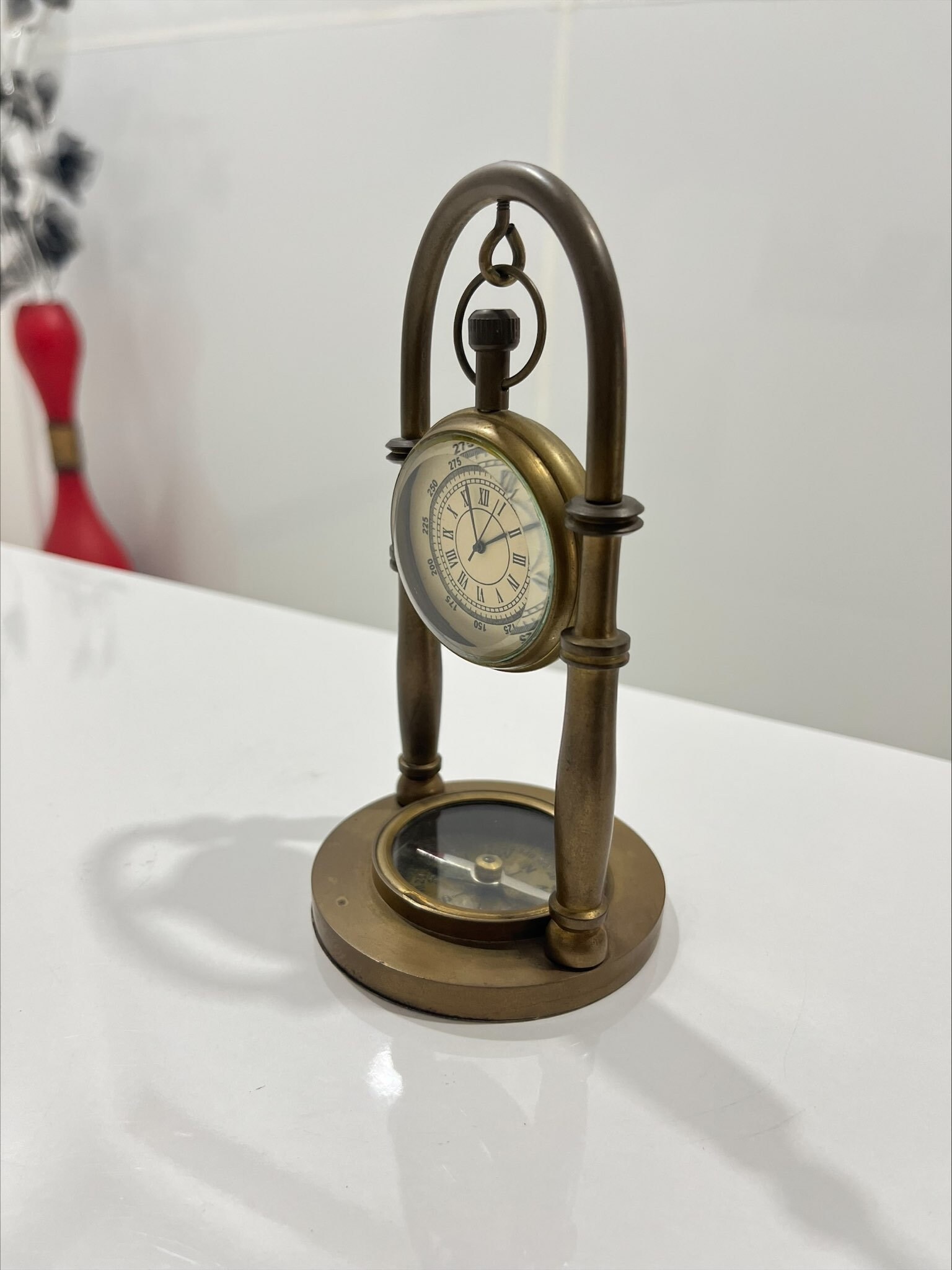 Table Clock Brass With Base Compass Desk & Self Clocks Bases - Etsy