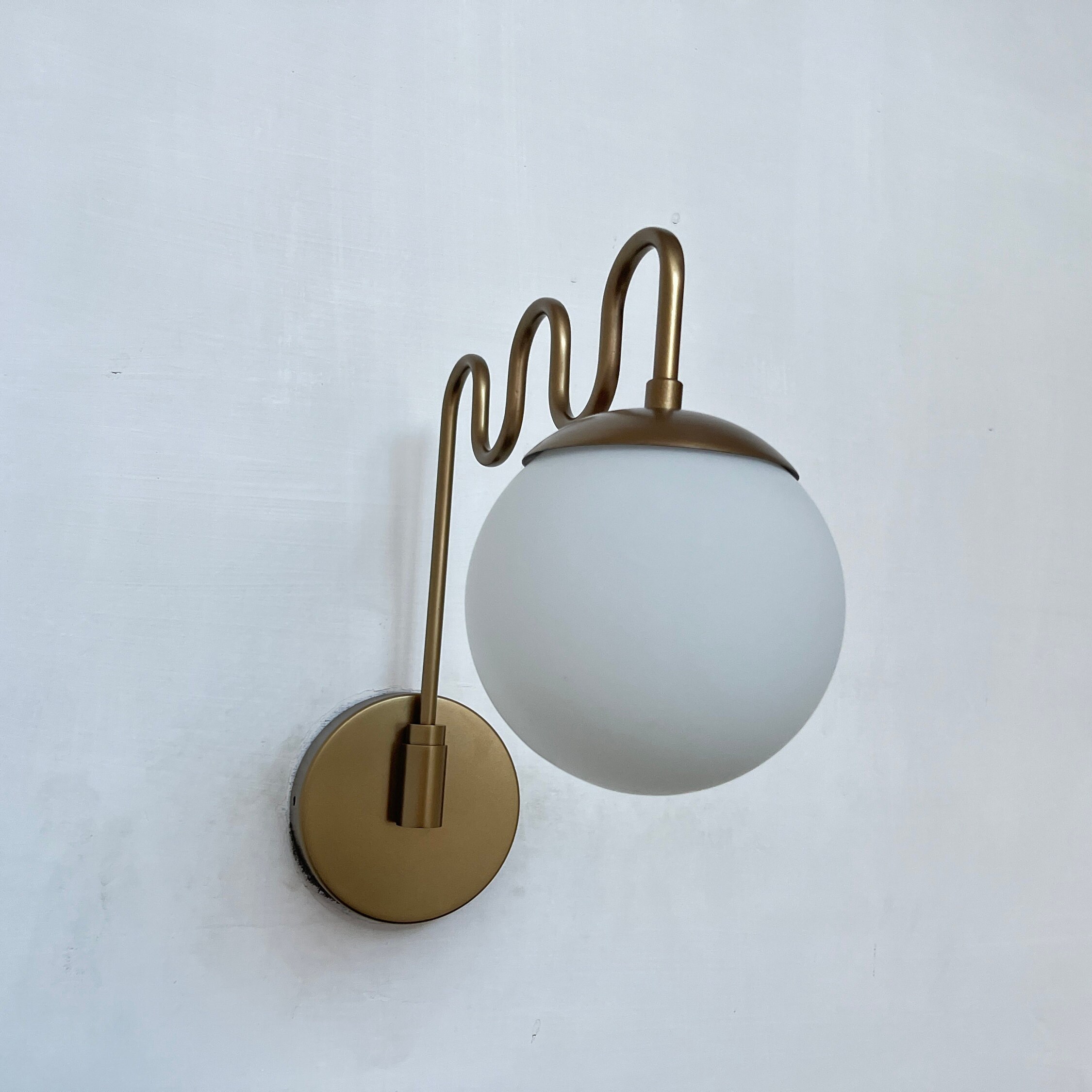 Globe Wall Sconce Beautifully Hand Crafted Curved Armed - Raw Brass ...