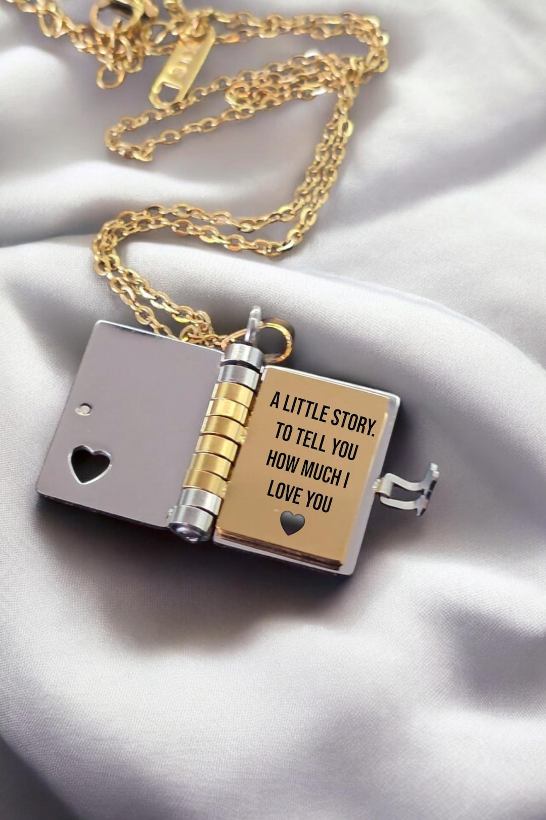 Personalised Engraved Book Necklace, Personalized Locket With Names and ...