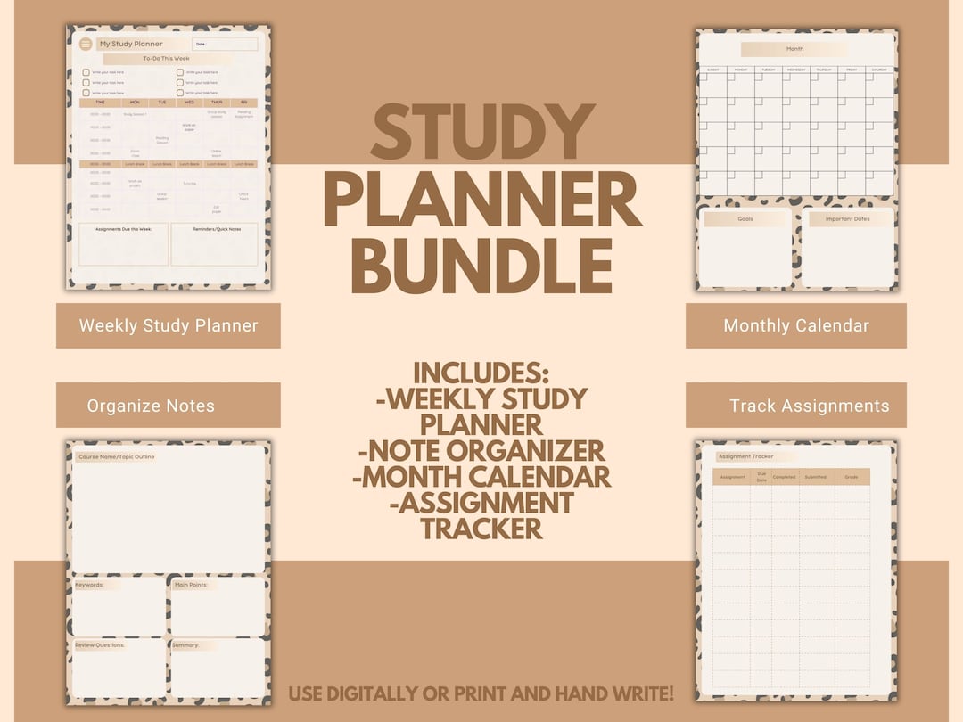 Study Planner Printable Weekly Study Planner Student - Etsy