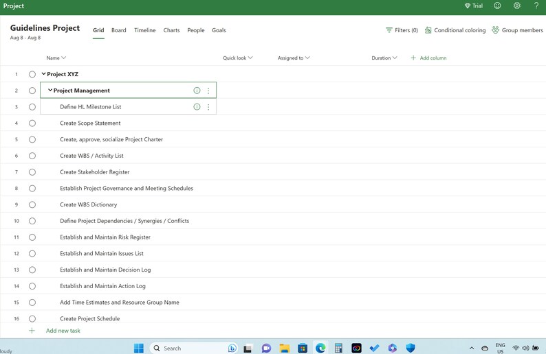 Microsoft Project Template Easy Project Starter Template - Etsy