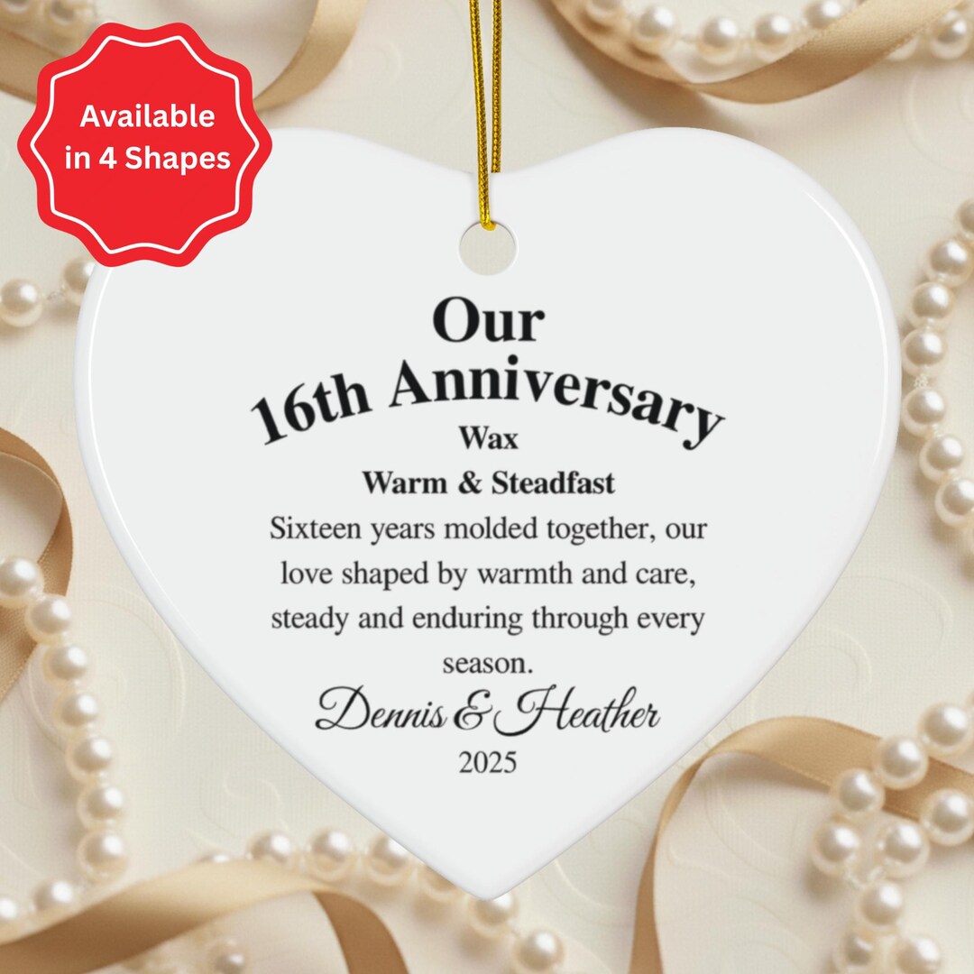 16th Anniversary Ornament Wax Warm and Steadfast Personalized Wedding ...