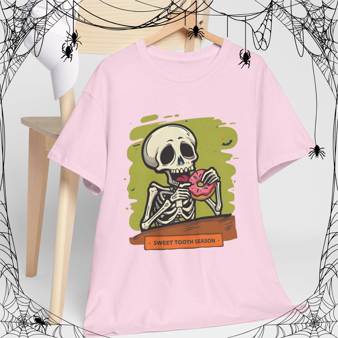 Skeleton Sweet Tooth Tee Funny Halloween T Shirt Unisex Graphic Tee ...