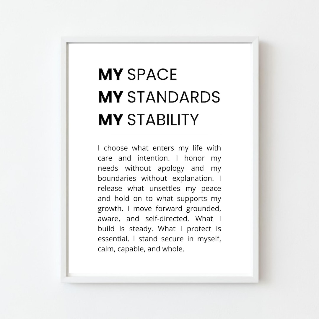 My Space My Standards My Stability Wall Art Self Trust Quote Confidence ...