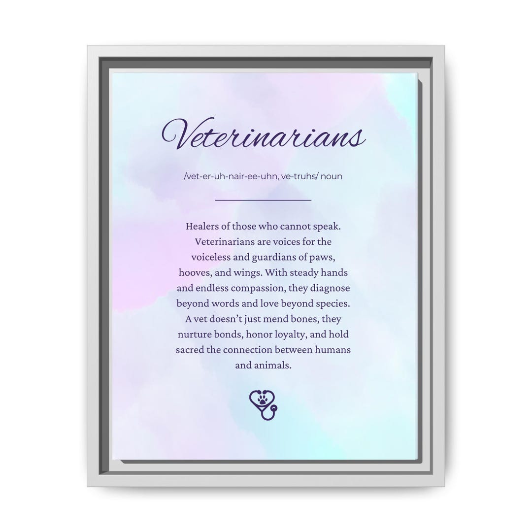 Veterinarian Definition Wall Art Printable – Animal Healer Quote – Gift ...