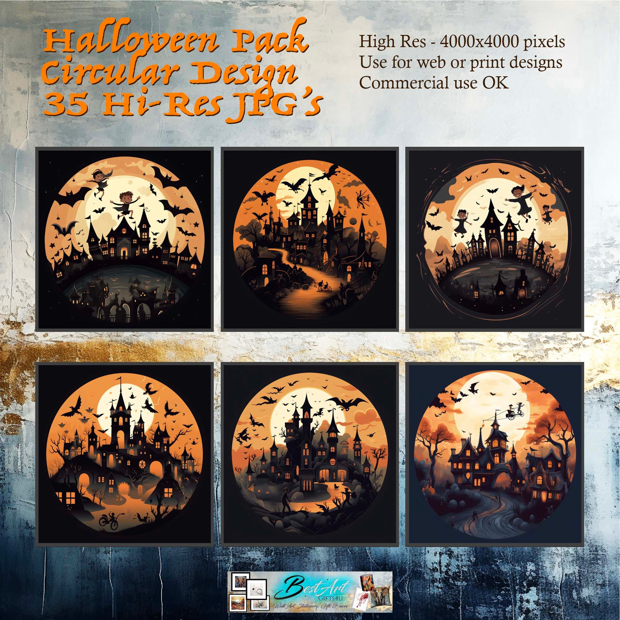 Halloween Digital Clip Art Image Circular Design Round - Etsy