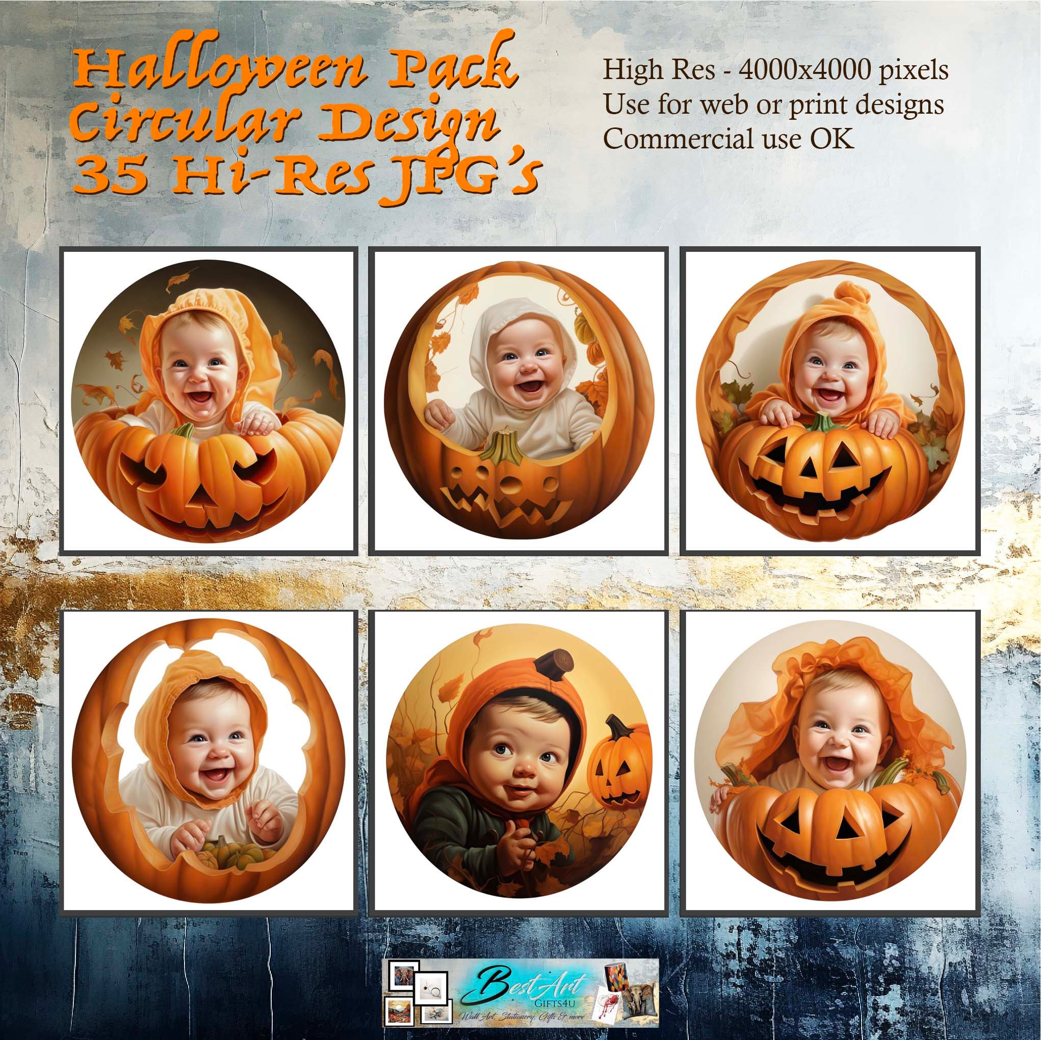 Halloween Digital Clip Art Image Circular Design Round - Etsy
