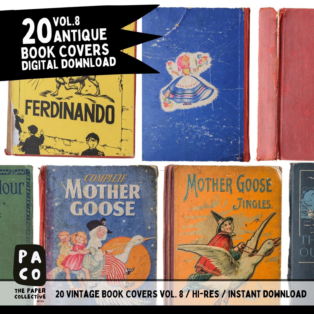 Ephemera Bundle, 10 Antique Book Covers, Old Mother Goose Book Covers ...