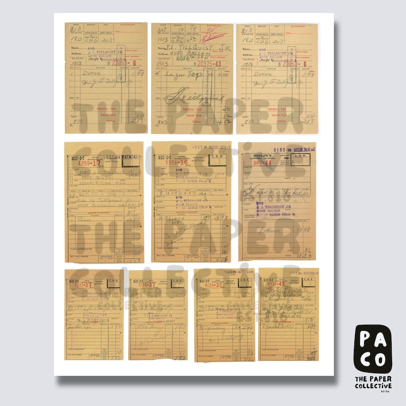 Ephemera Receipt Bundle, 34 Vintage Handwriten Receipts, Instant ...