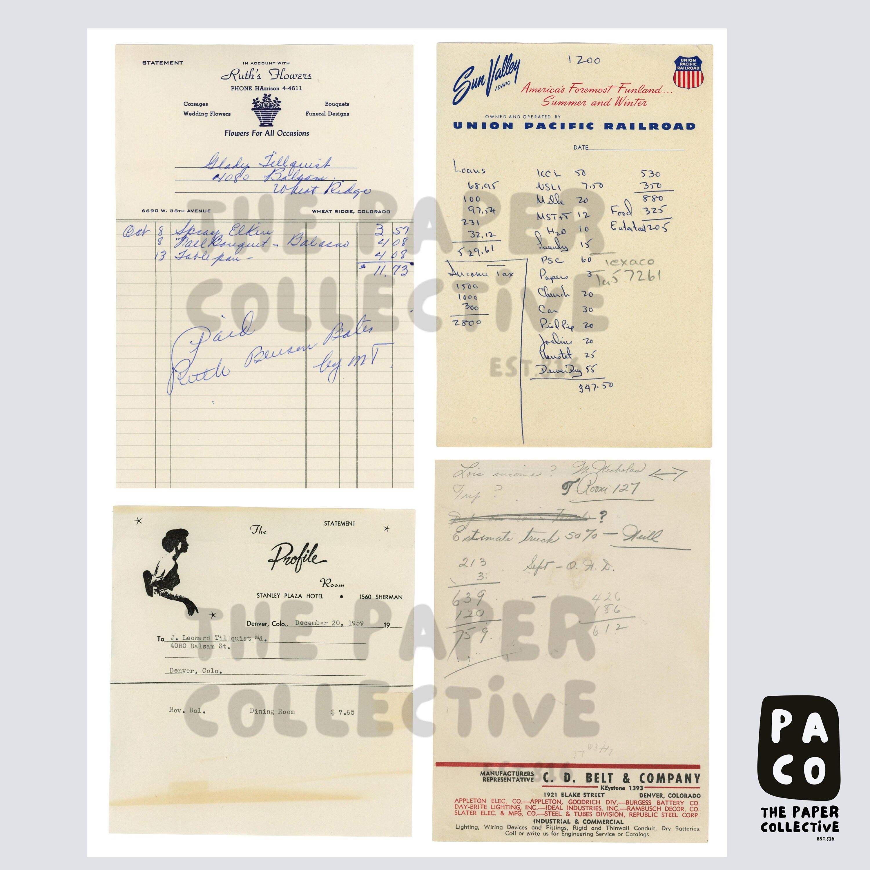 Ephemera Receipt Bundle, 36 Vintage Handwriten Receipts, Instant ...