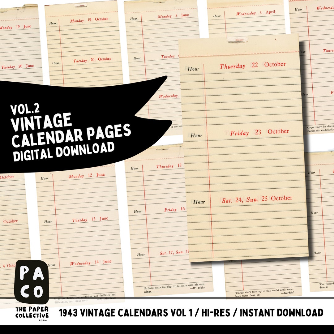 Vintage Calendar Pages, Old Pocket Calendars for Digital Download, Junk ...