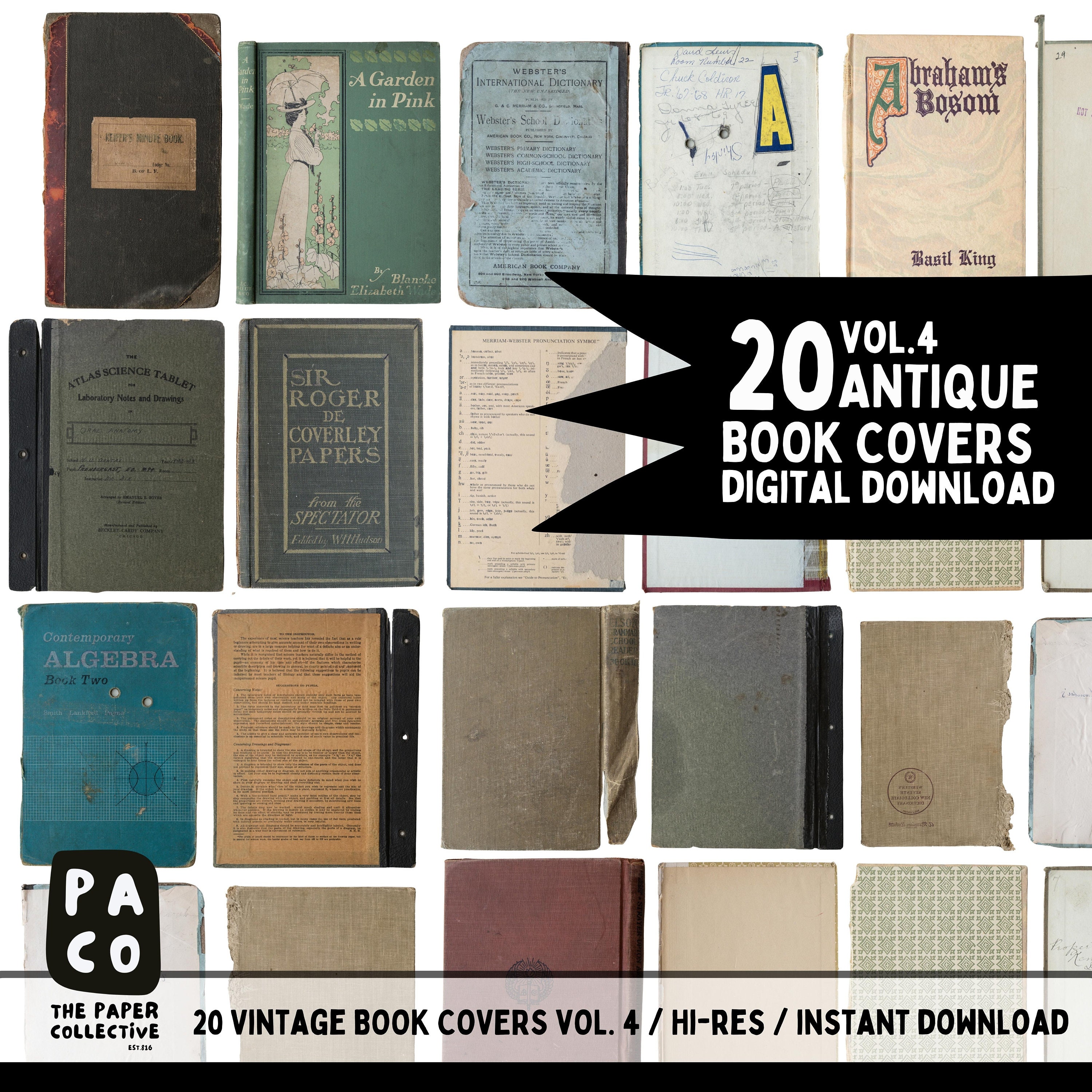 Ephemera Bundle, 10 Vintage Book Covers for Instant Download, Antique ...