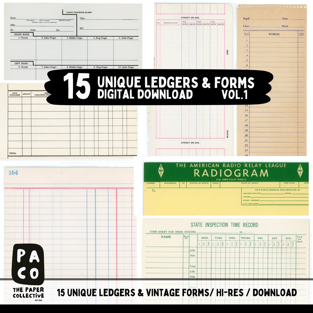 Ephemera Bundle, Vintage Ledger Paper, Antique Forms for Instant ...