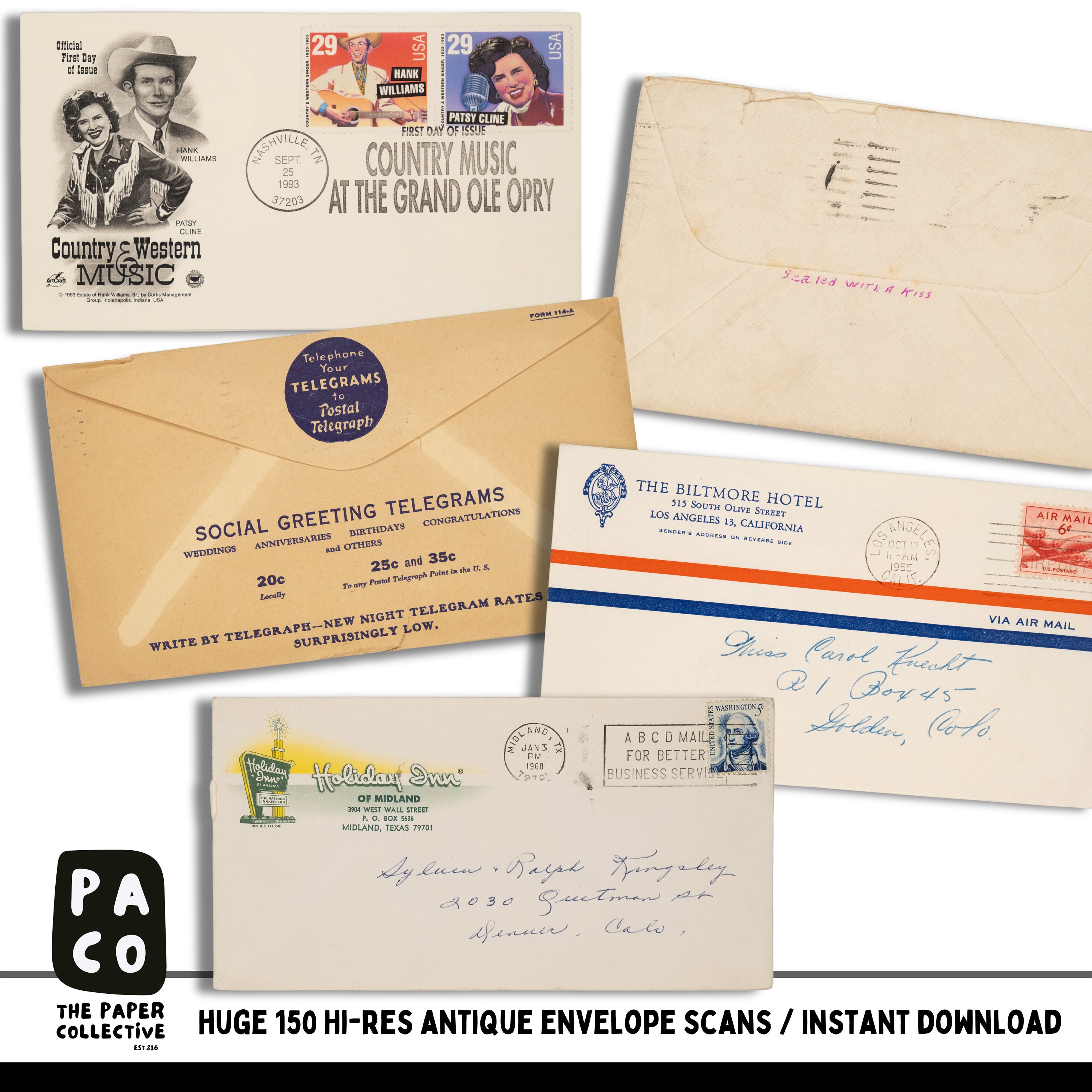 HUGE Ephemera Paper Bundle, 150 Vintage Handwritten Envelopes, Instant ...