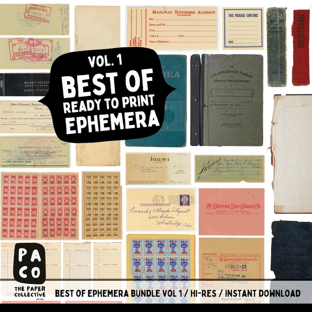 Ephemera Receipt Bundle, Vintage Receipts, Antique Books, Instant ...