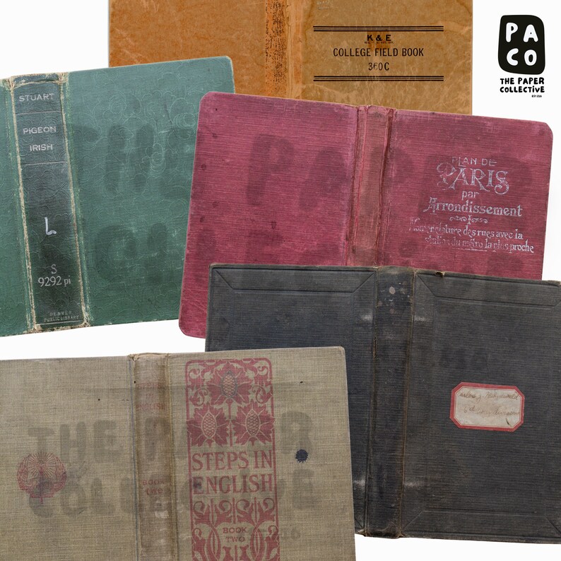 Ephemera Bundle, 10 Vintage Book Covers for Instant Download, Antique ...