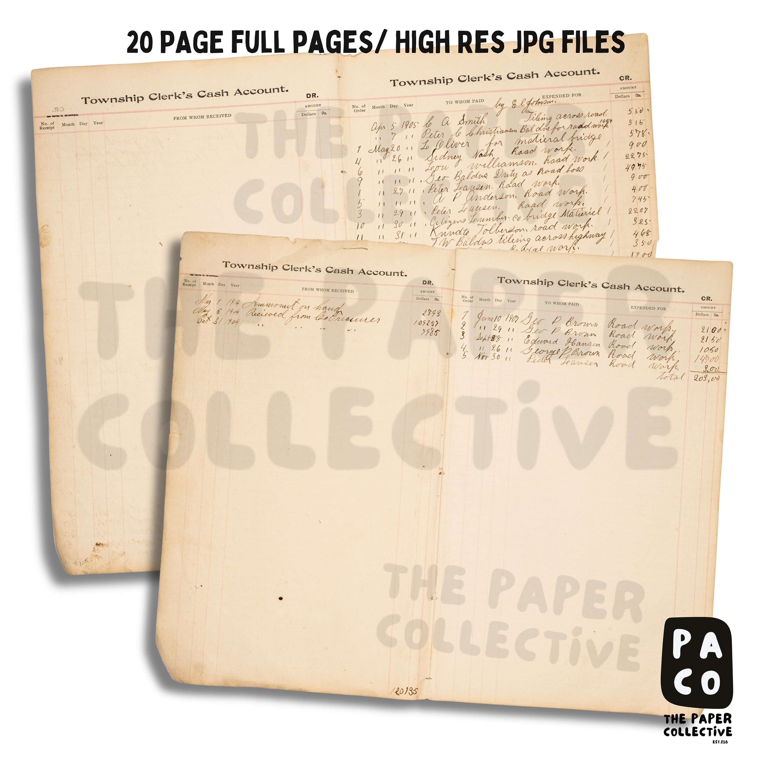 Ephemera Bundle, Vintage Ledger Paper, Antique Forms for Instant ...