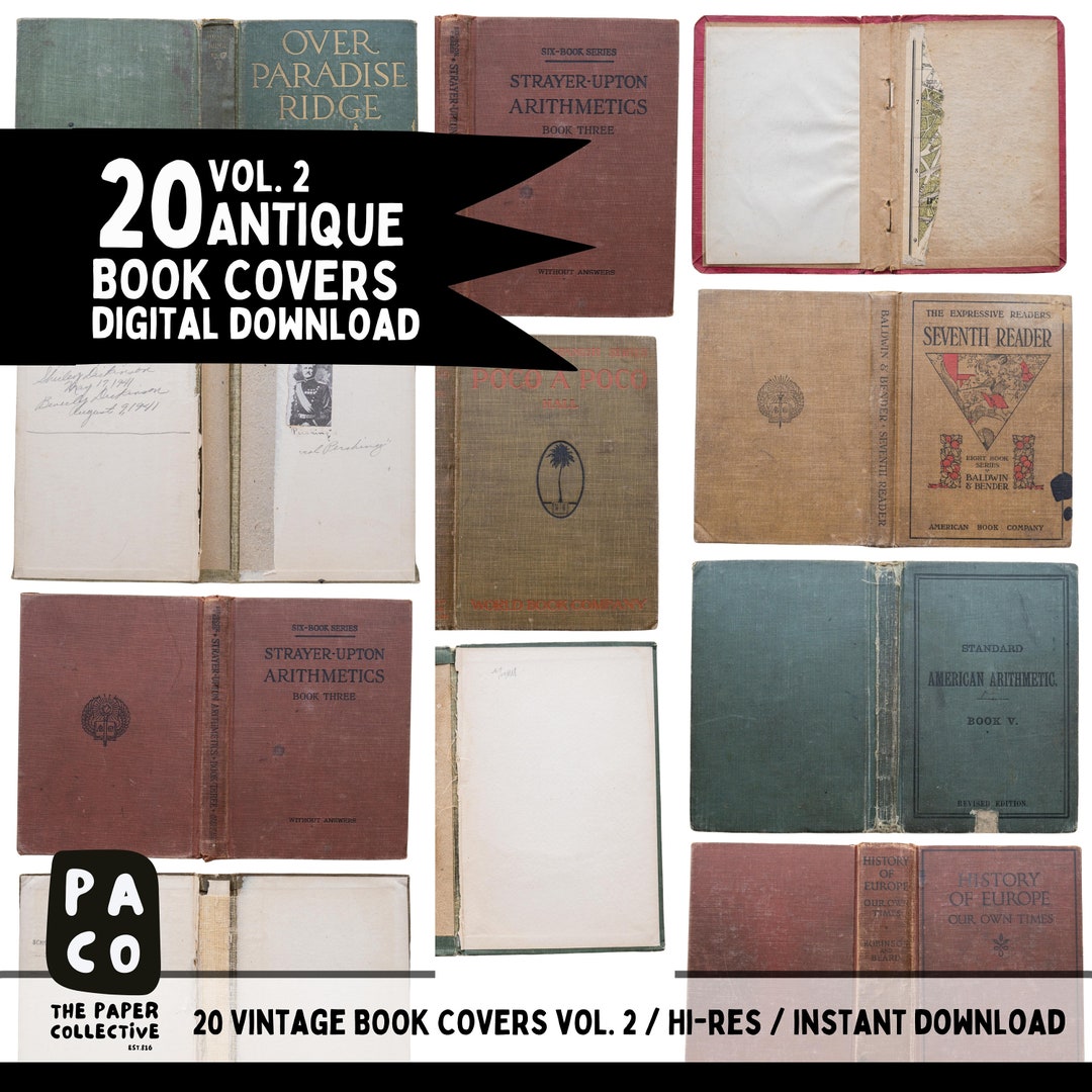 Ephemera Bundle, 10 Antique Book Covers for Digital Download, Vintage ...