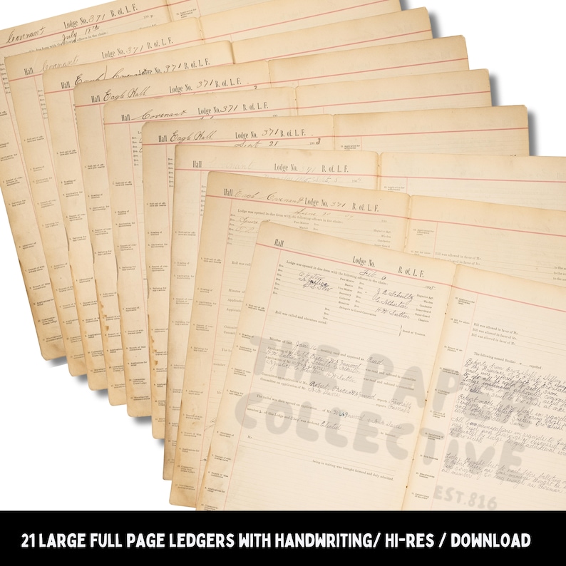 Ephemera Bundle, Vintage Ledger Paper, Antique Forms for Instant ...