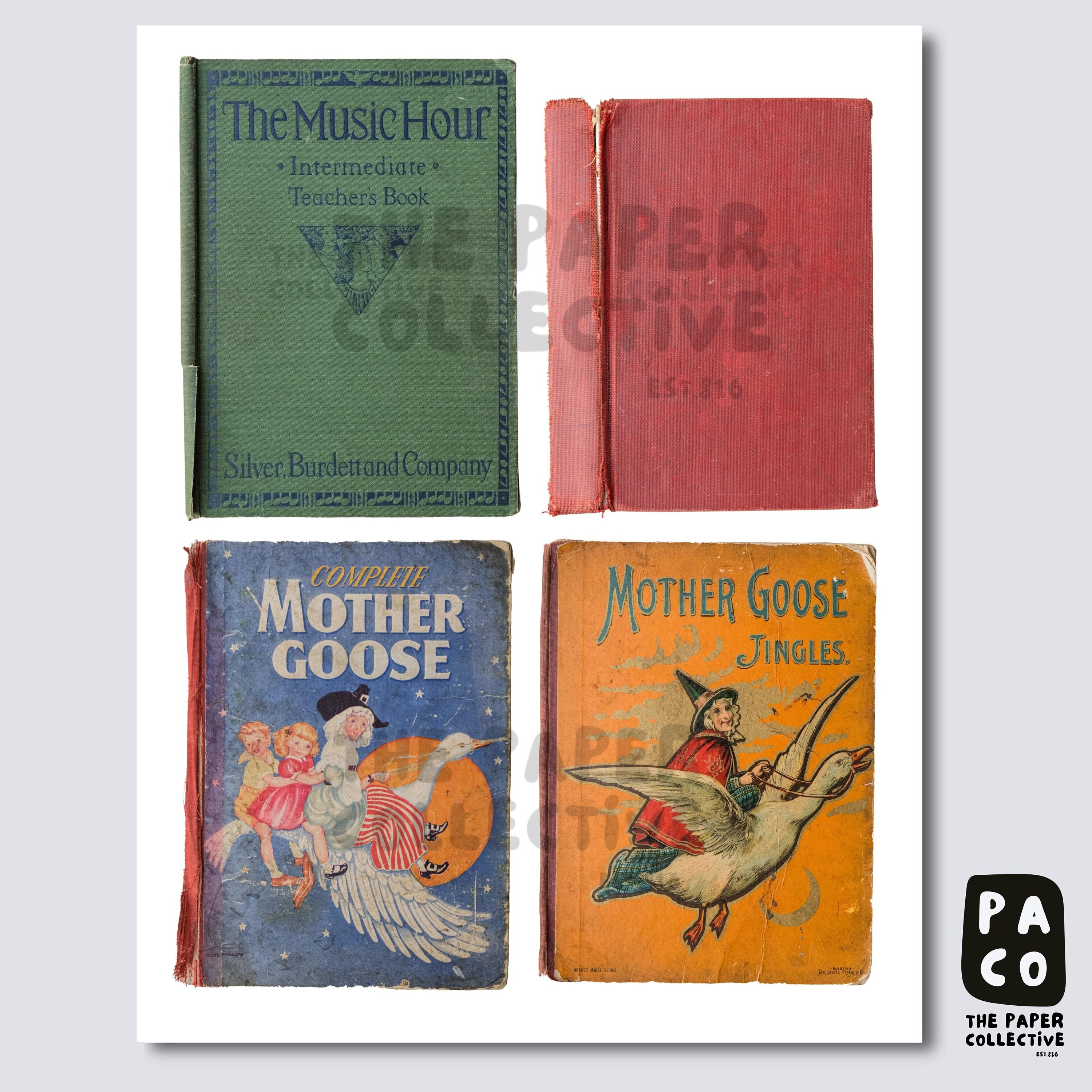 Ephemera Bundle, 10 Antique Book Covers, Old Mother Goose Book Covers ...