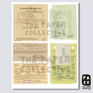 Ephemera Receipt Bundle, 36 Vintage Handwriten Receipts, Instant ...