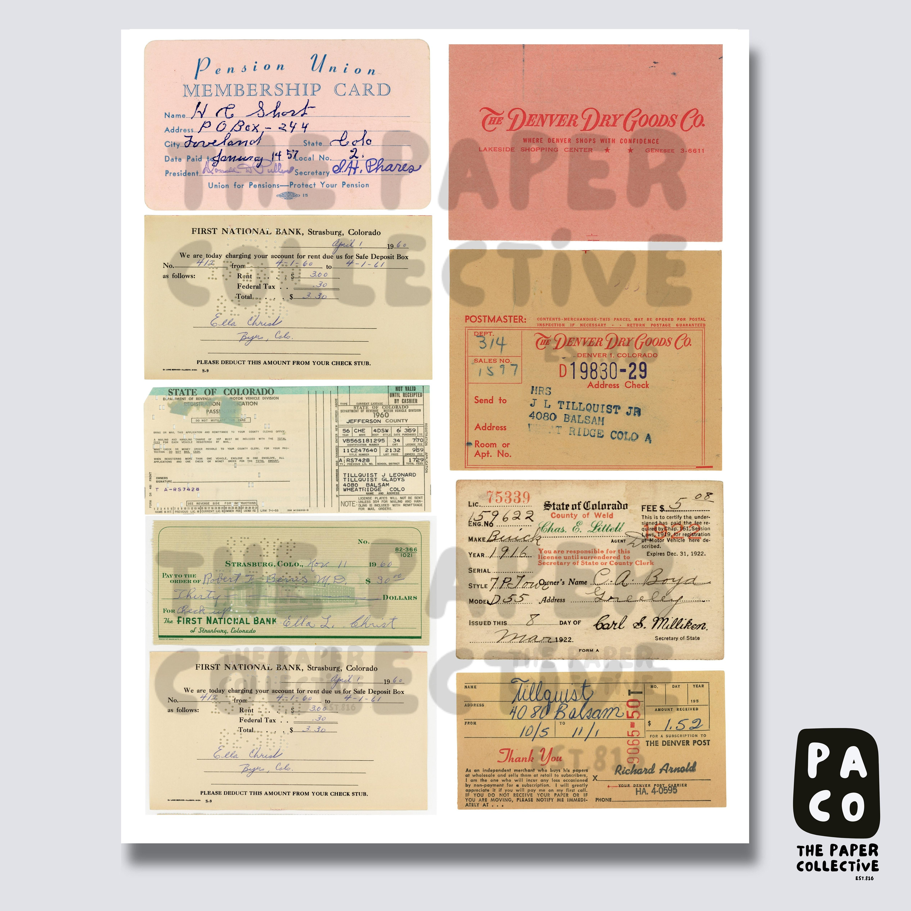 Ephemera Receipt Bundle, 36 Vintage Handwriten Receipts, Instant ...