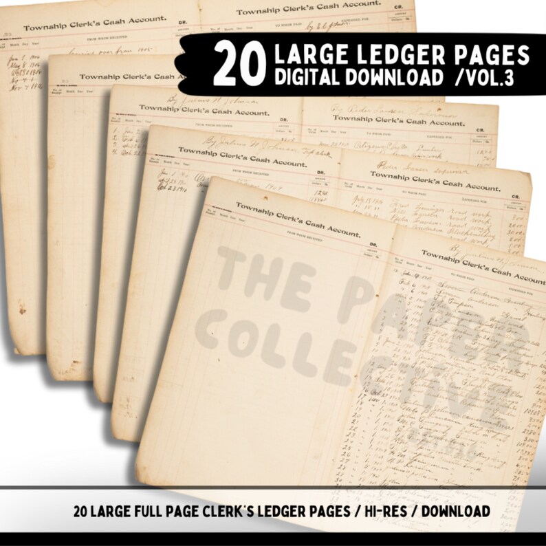 HUGE Vintage Ledger Pages Ephemera Bundle Antique Forms for Instant ...