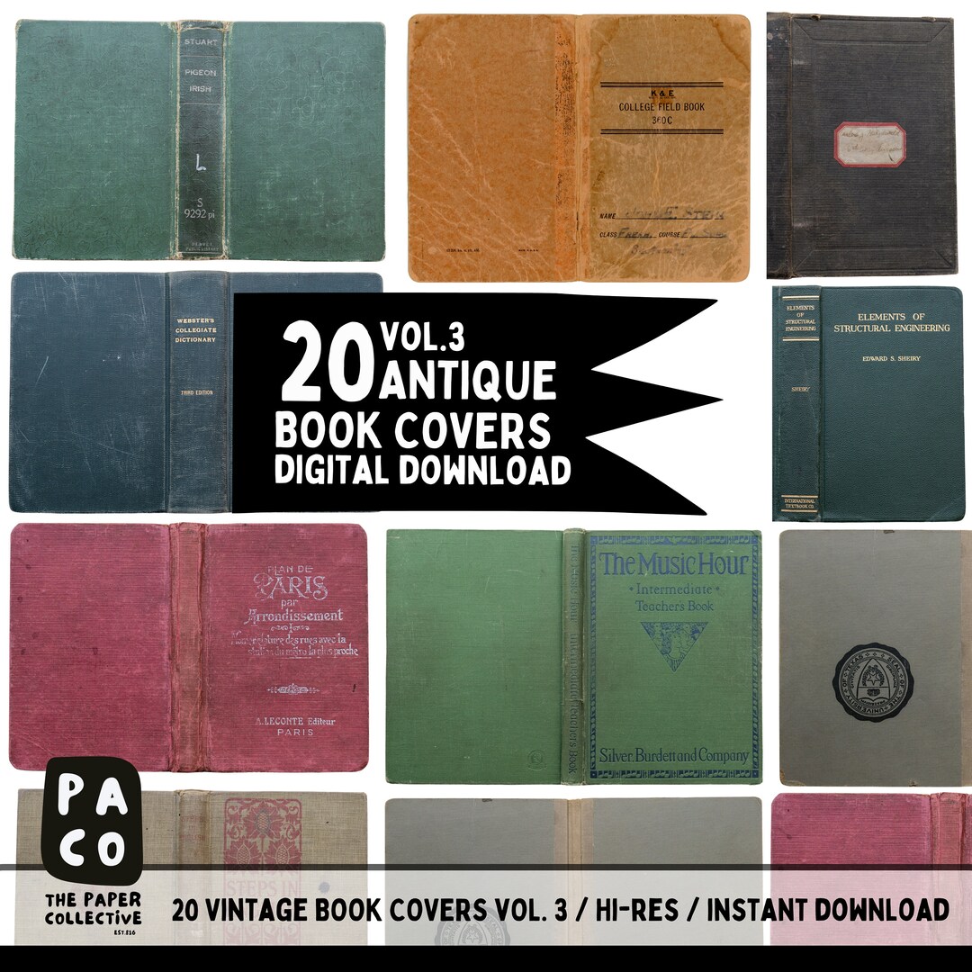 Ephemera Bundle, 10 Vintage Book Covers for Instant Download, Antique ...